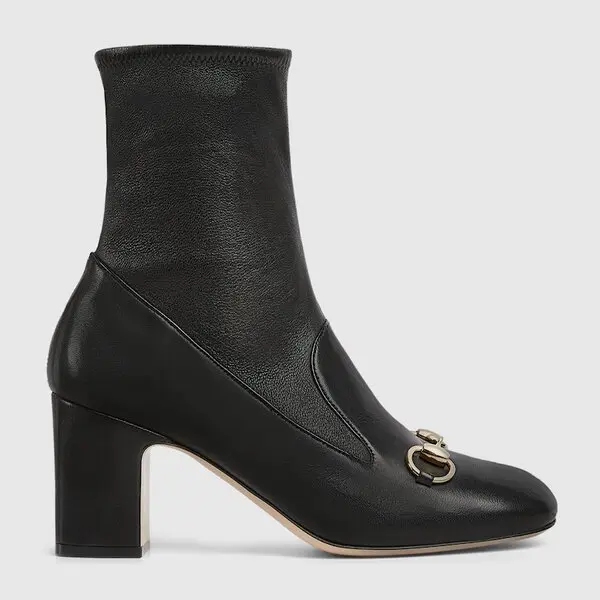Gucci Horsebit Leather Ankle Bootie - Black