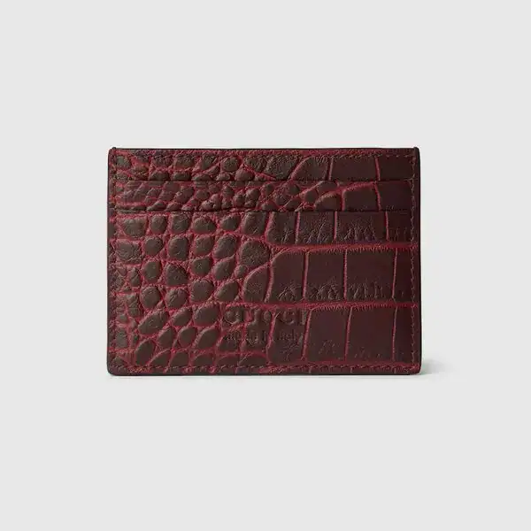 C853 GUCCI クロコケース ★ ボルドー Gucci Crocodile Card Case Precious - Bordeaux | Editorialist