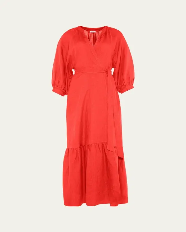 ERES Joie Maxi Wrap Dress - Ecarlate