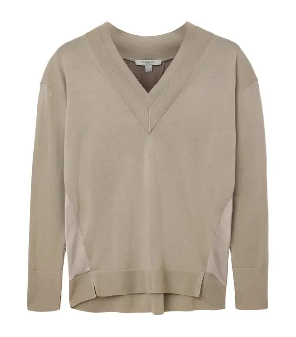 All Saints Wool Bern V-neck Sweater - Grey