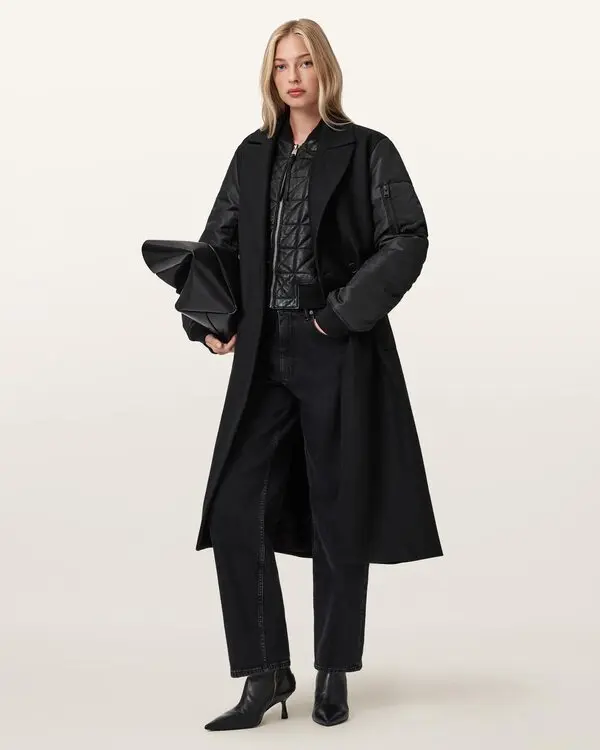All Saints Paulah Wool-blend Coat - Black