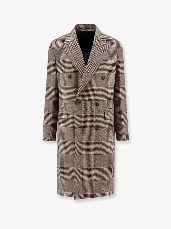 Tagliatore Prince Of Wales Virgin Wool Coat