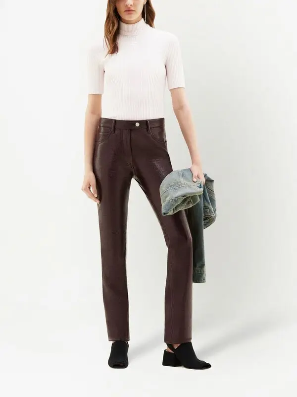 COURREGES Slim-fit Vinyl Trousers - Red