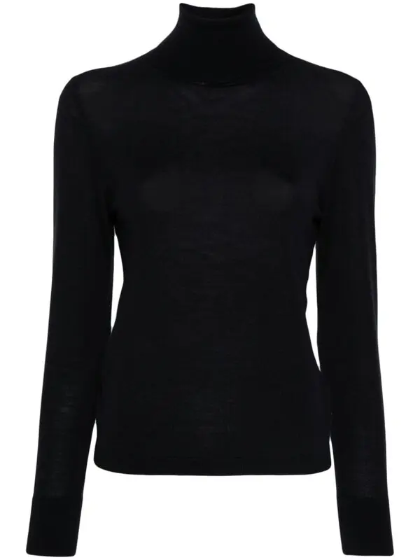ALLUDE Roll-neck Virgin Wool Sweater - Black