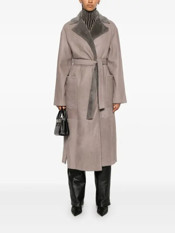 MANZONI 24 Leather Coat - Grey