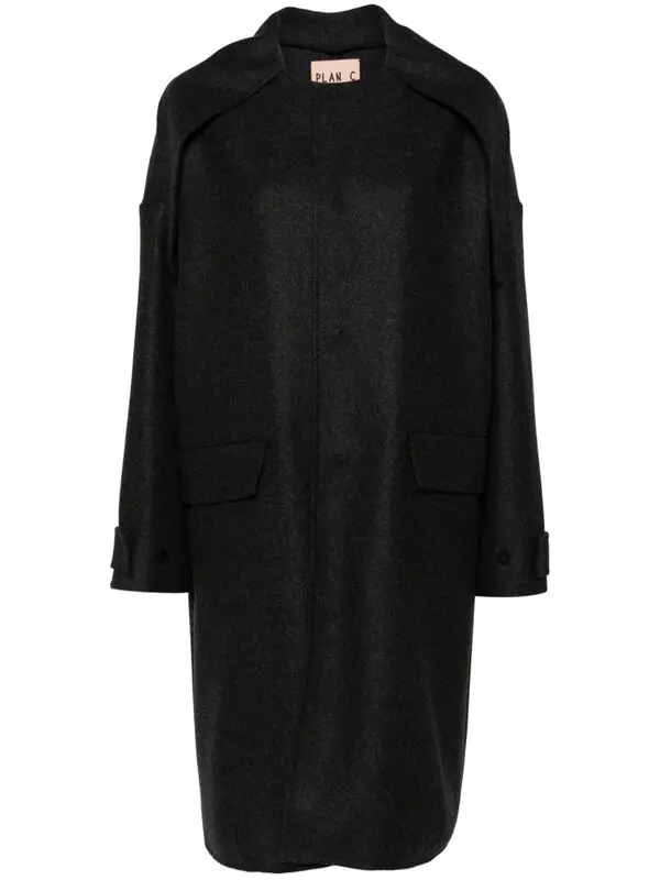 Plan C Felted Long Coat - Grey