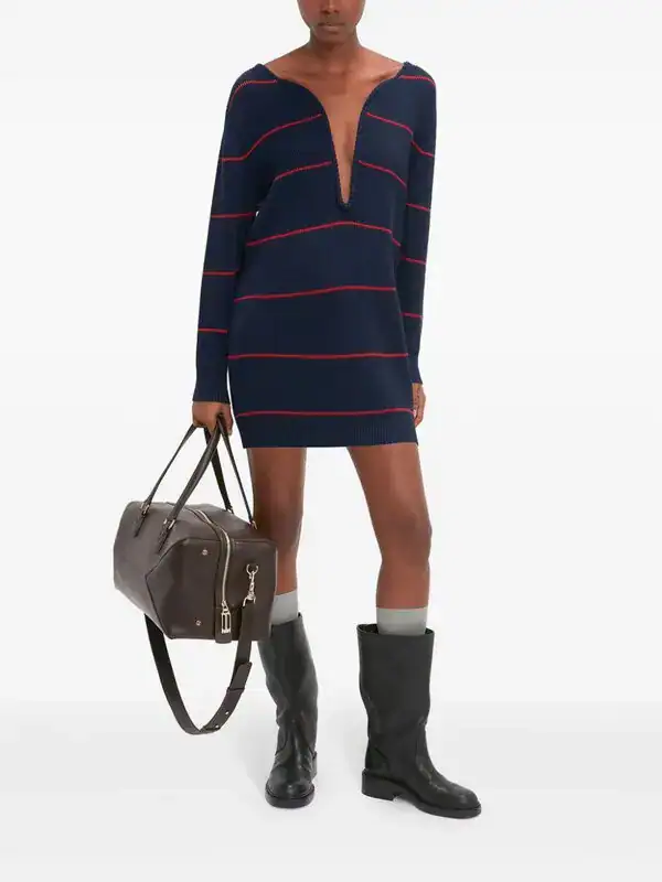 Victoria Beckham Striped Knit Dress - Blue | Editorialist