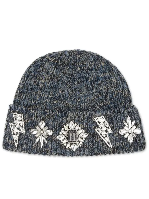 Philipp Plein Brooch-detail Beanie - Blue