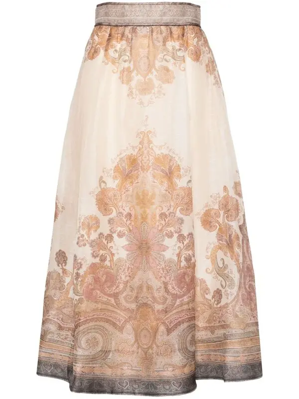 Zimmermann Illustration Midi Skirt
