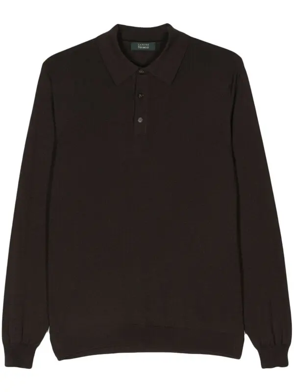 ZANONE Fine-knit Polo Shirt - Brown