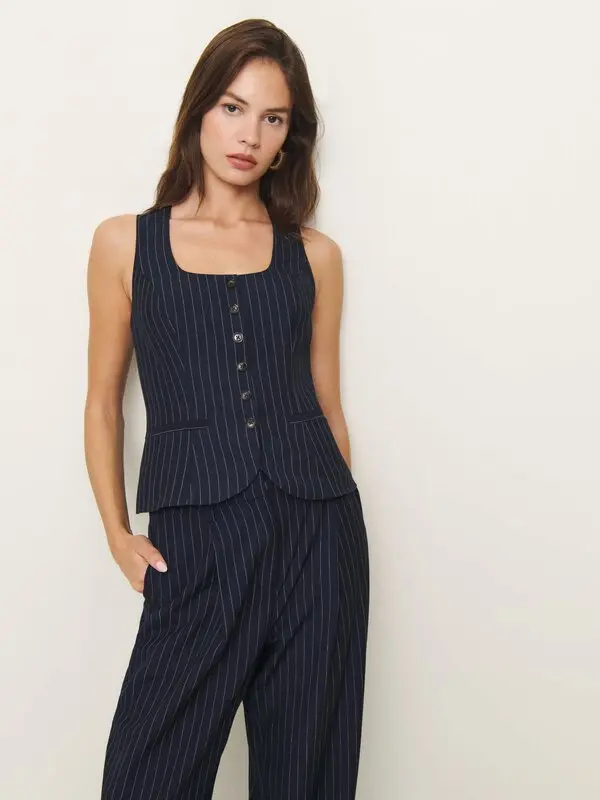 REFORMATION Delanie Top - Midnight Stripe