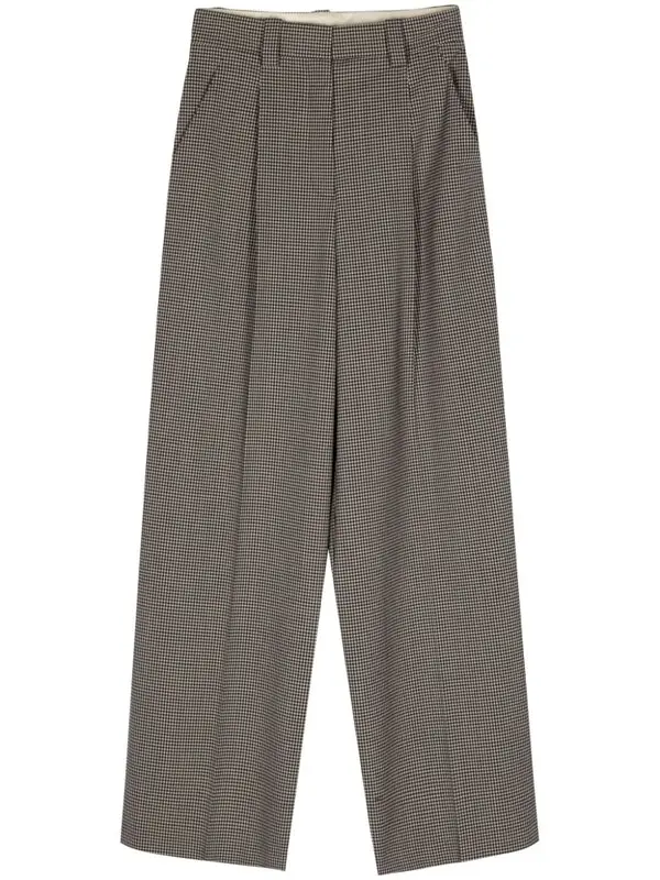 ALYSI Wool Blend Houndstooth Trousers - Blue
