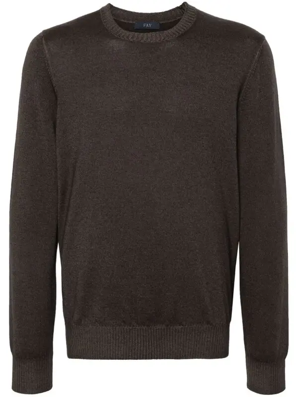 FAY Logo-embroidered Sweater - Brown