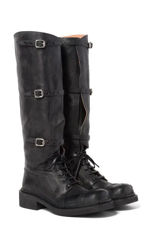 Miu Miu Split-shaft Tall Boots - Nero