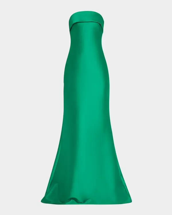 Badgley Mischka Strapless Bow-back Gown