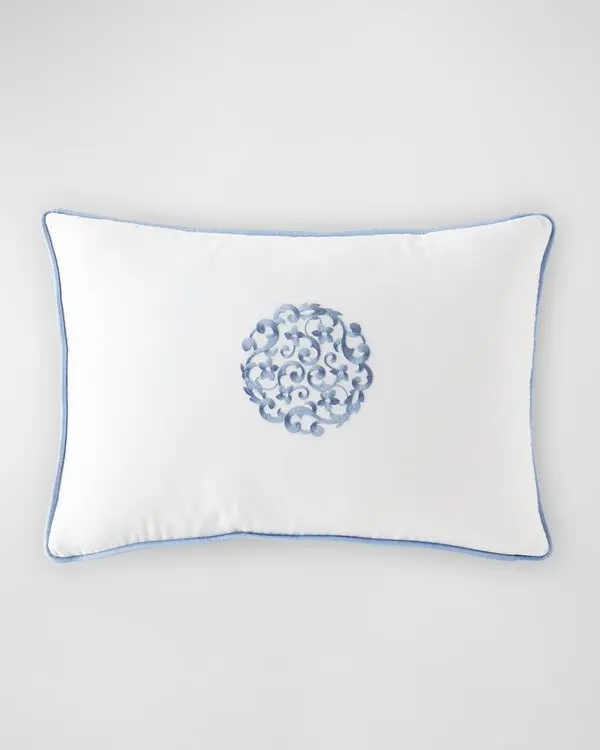 SFERRA Storia Decorative Pillow, 12" X 18 - White/sea