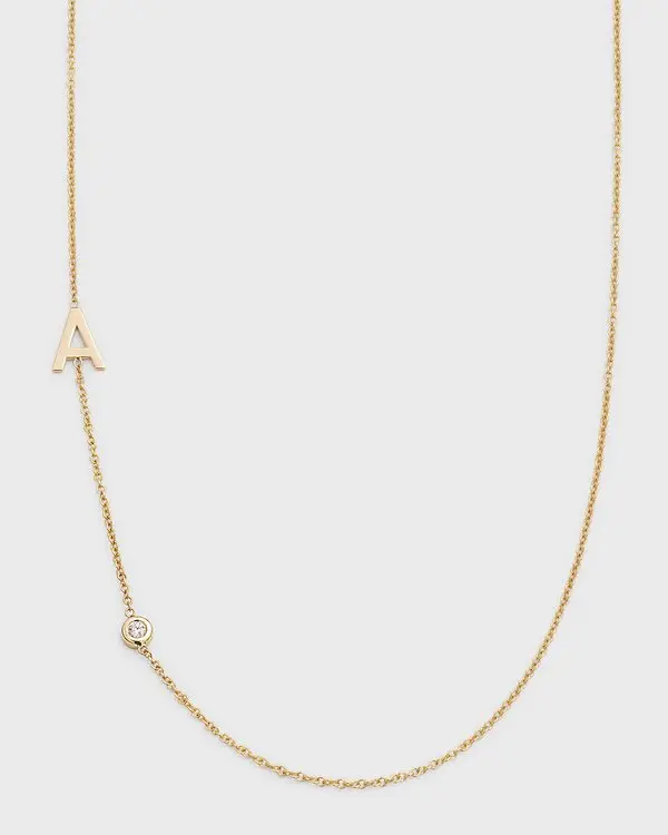 ZOE LEV 14k Initial Diamond Necklace