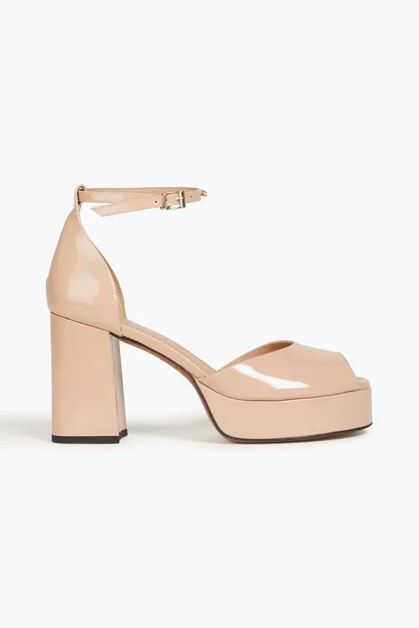 Maje Crystal-embellished Patent-leather Platform Sandals