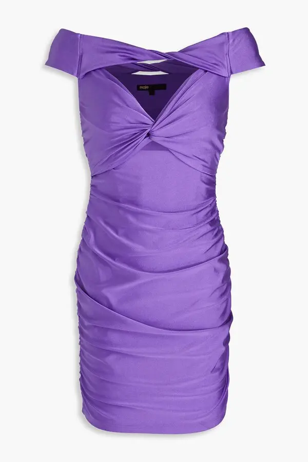 Maje Off-the-shoulder Twisted Mini Dress