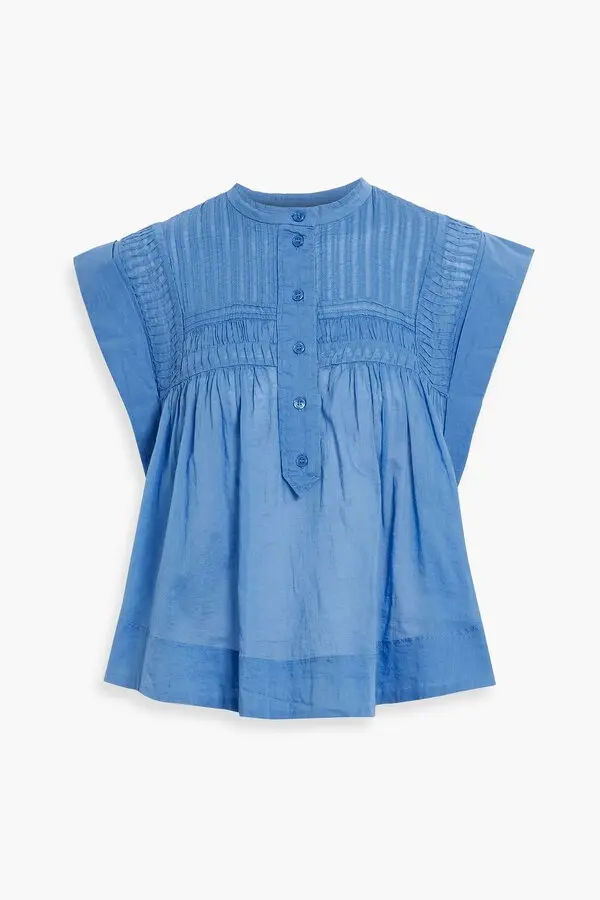 MARANT ETOILE Leaza Pintucked Cotton-voile Blouse - Azure