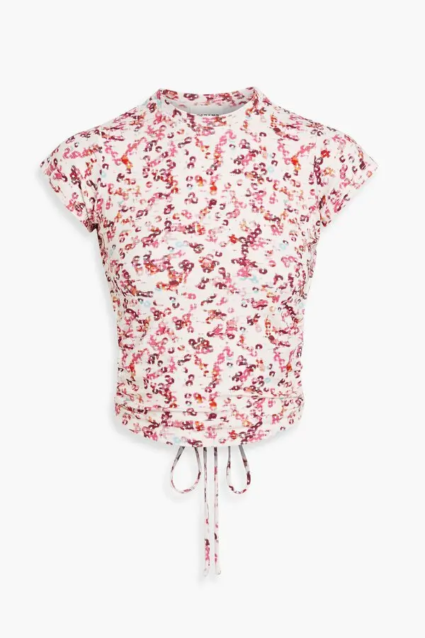 MARANT ETOILE Juvia Cropped Printed Top With Open Back - Fuchsia