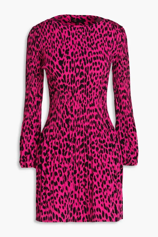 Maje Leopard-print Plissé Mini Dress