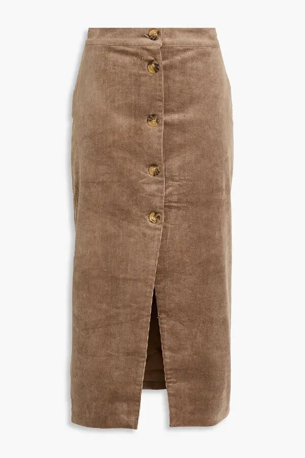 Antik Batik Tilda Cotton-blend Corduroy Midi Skirt - Mushroom