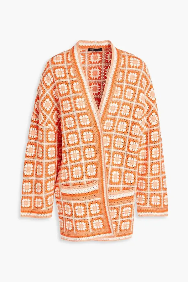 Maje Fringed Crocheted Cotton Cardigan