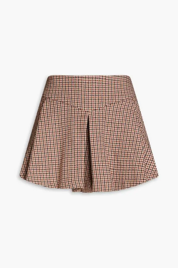 Maje Pleated Houndstooth Tweed Shorts