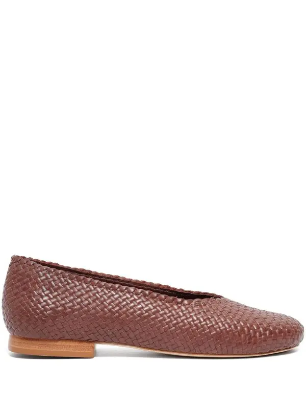 STUDIO CHOFAKIAN William Woven Leather Ballerinas - Brown