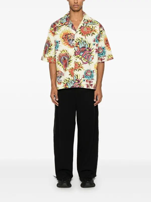 LỰU ĐẠN Tattoo-print Shirt - Yellow