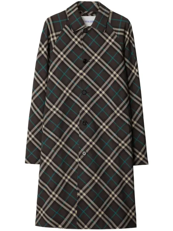 Burberry Mid-length Check Trench Coat - Brown