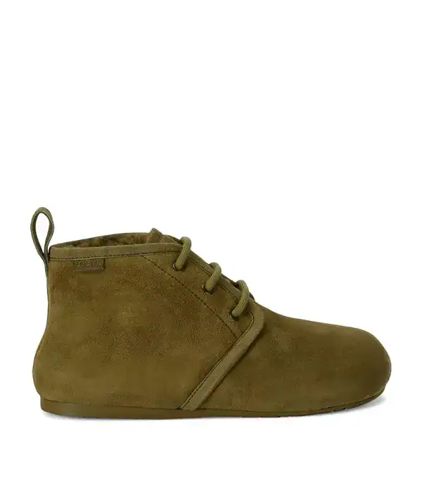 Loewe Suede Shearling Lago Boots - Green | Editorialist