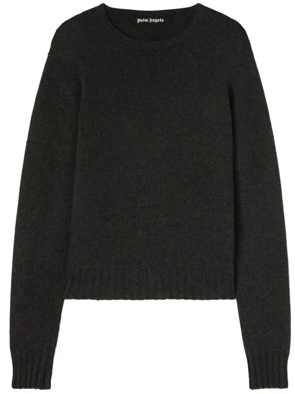 Palm Angels Curved-logo Wool Sweater - Grey