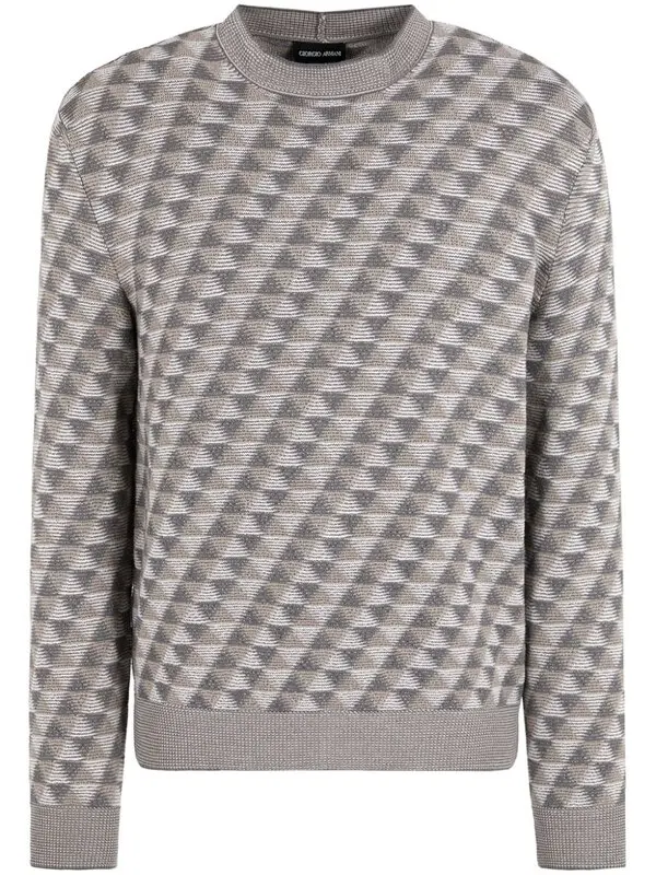 Giorgio Armani Geometric-jacquard Wool Jumper