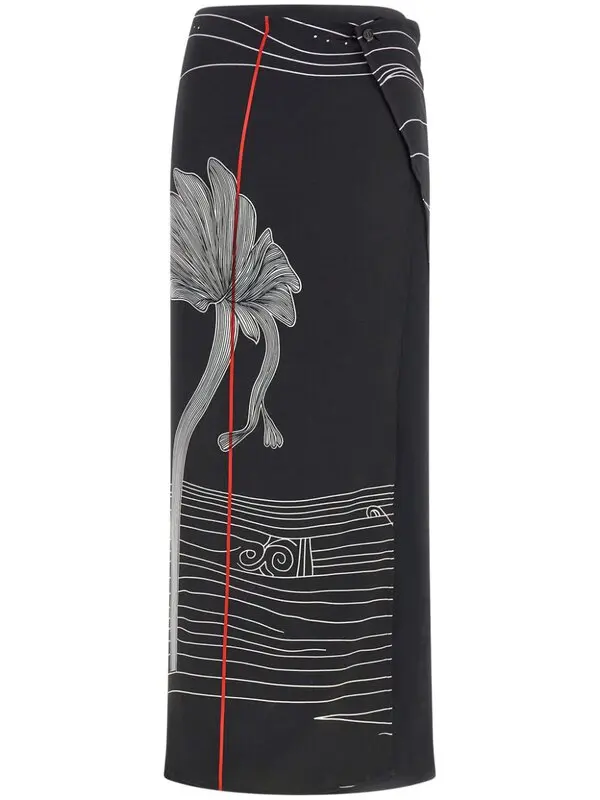 FERRAGAMO Graphic-print Silk Skirt