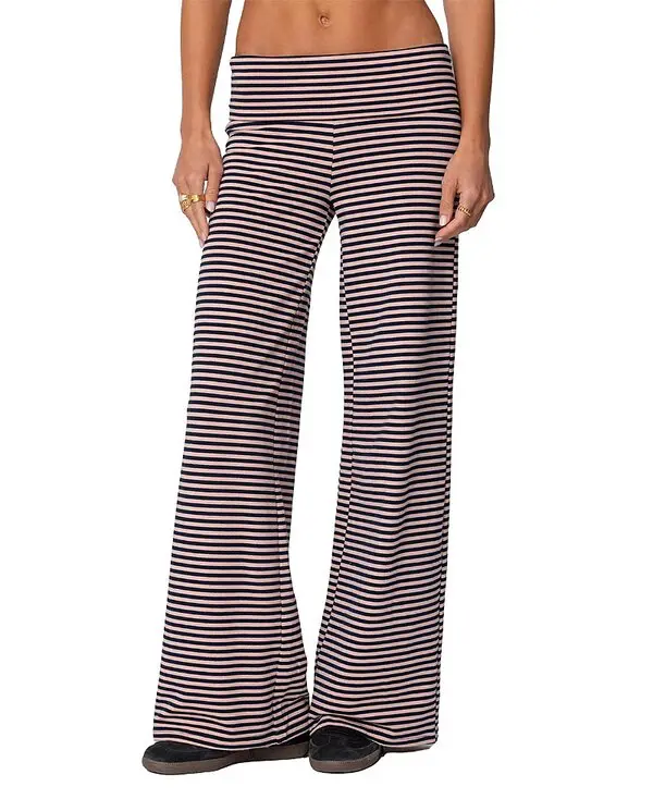 EDIKTED Lilah Striped Pants - Navy And Pink