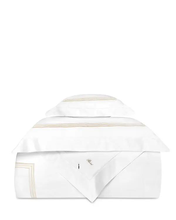 PRATESI Tre Righe Splendore Duvet Cover, Twin - White/beige