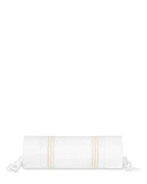PRATESI Tre Righe Splendore Neckroll Sham - White/beige