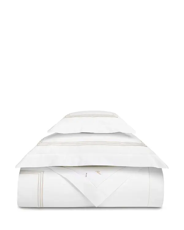 PRATESI Tre Righe Duvet Cover, Full Queen - White/sage