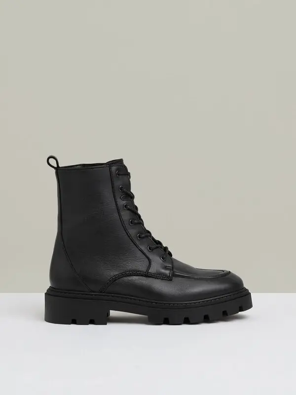 REISS Ellie Lace-up Boots - Black