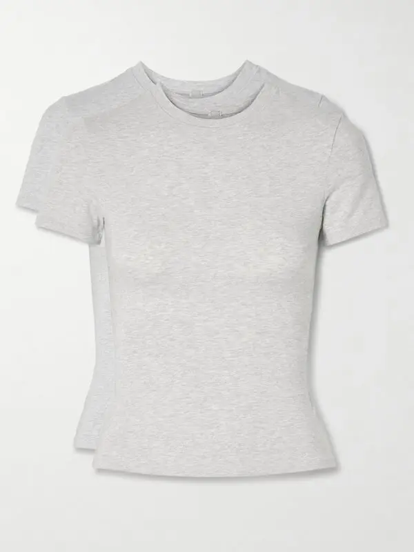 SKIMS Set Of Two Stretch-cotton Jersey T-shirts - Gray