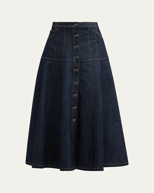 Cinq À Sept Veena Denim Midi Skirt - Indigo