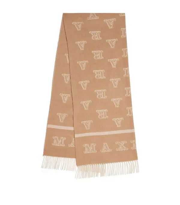 Max Mara Cashmere Monogram Scarf - Beige | Editorialist
