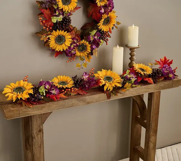 VALERIE PARR HILL 4' Sunflower, Berry, And Hydrangea Garland Valerie