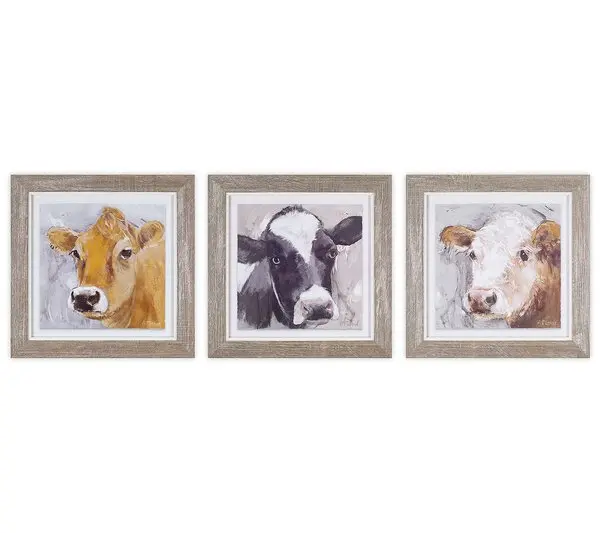 MELROSE Framed Cow Print Under Glass