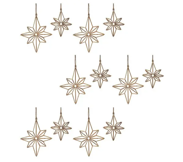 MELROSE Rattan Wrapped Metal Star Ornament