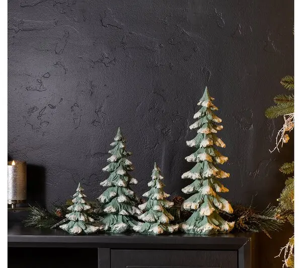 MELROSE Flocked Seafoam Pine Tree