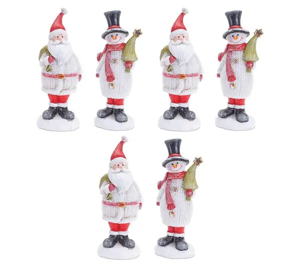 MELROSE Glittered Sweater Santa & Snowman