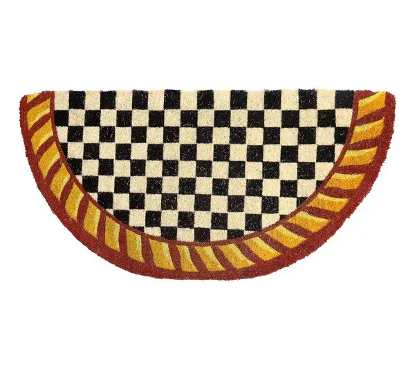 MACKENZIE-CHILDS Courtly Check Half Round Entra Ce Mat